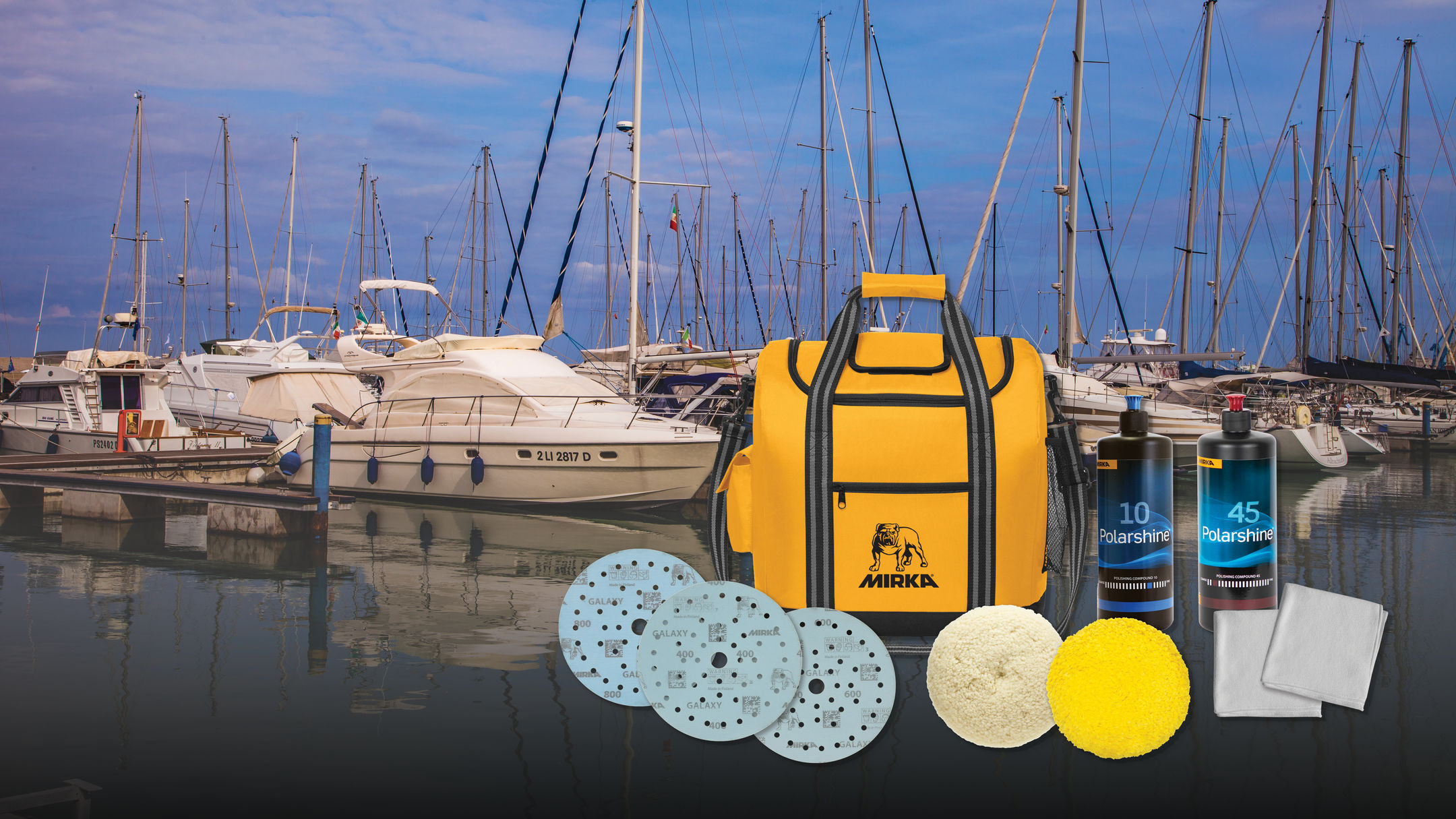 Marine surface finishing - polishing a boat - Mirka